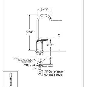 Westbrass D203-NL-62 6" Touch-Flo Style Pure Cold Water Dispenser Faucet, Matte Black