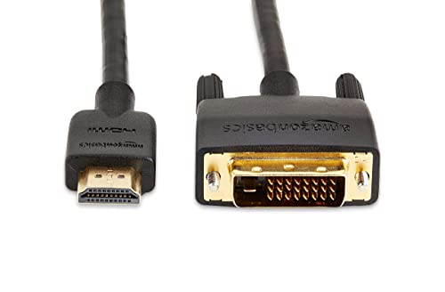 Amazon Basics HDMI to DVI Adapter Cable, Bi-Directional 1080p, Gold Plated, Black, 6 Feet, 24-Pack