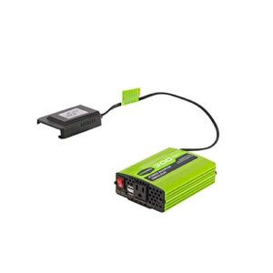 greenworks 40v 300w cordless power inverter, sine wave inverter with 2 usb ports and ac port, iv40a00