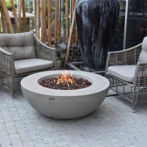 Elementi Lunar Bowl High Performance Cast Concrete Fire Pit - Propane