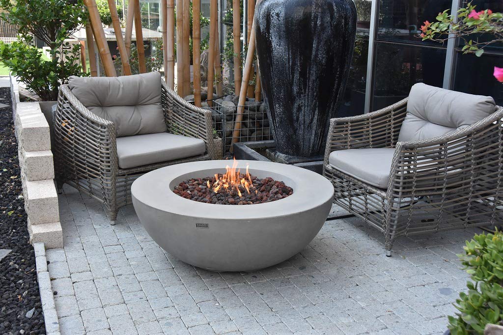 Elementi Lunar Bowl High Performance Cast Concrete Fire Pit - Propane