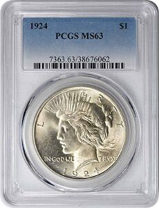 1924-p peace dollar ms63 pcgs