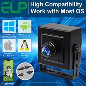 ELP 180degree Fisheye Lens Wide Angle USB Camera 1080P Mini Box Webcam 1080P High Speed UVC USB2.0 PC Camera CMOS OV2710 100fps 60fps 30fps Video Webcam for Computer, Laptop, Jetson Nano