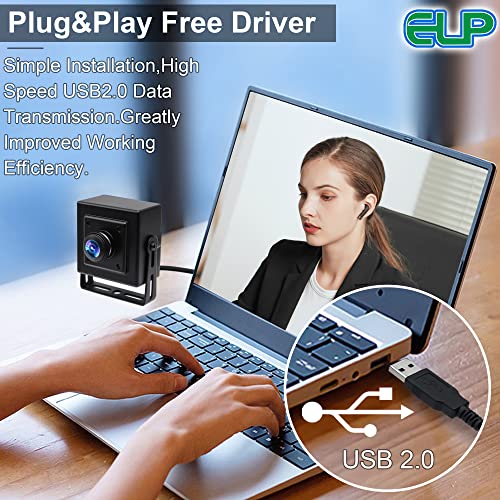 ELP 180degree Fisheye Lens Wide Angle USB Camera 1080P Mini Box Webcam 1080P High Speed UVC USB2.0 PC Camera CMOS OV2710 100fps 60fps 30fps Video Webcam for Computer, Laptop, Jetson Nano