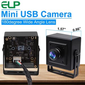 ELP 180degree Fisheye Lens Wide Angle USB Camera 1080P Mini Box Webcam 1080P High Speed UVC USB2.0 PC Camera CMOS OV2710 100fps 60fps 30fps Video Webcam for Computer, Laptop, Jetson Nano