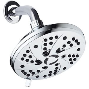 high pressure 6-inch / 6-setting premium rain shower head by aquadance for the ultimate shower spa experience! officially independently tested to meet strict us quality & performance standards!