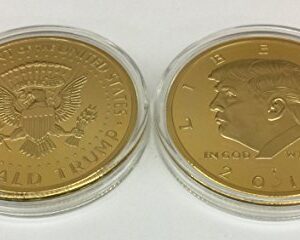 Aizics Mint Trump Coin 2017 Gold Inaugural Eagle Commemorative Donald Trump Coin 38mm. 45th President of The United States of America Certificate of Authenticity M.A.G.A. POTUS