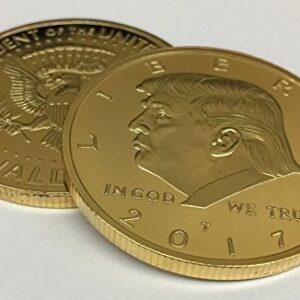 Aizics Mint Trump Coin 2017 Gold Inaugural Eagle Commemorative Donald Trump Coin 38mm. 45th President of The United States of America Certificate of Authenticity M.A.G.A. POTUS