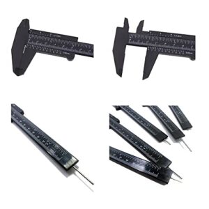 TamBee 6Inch 150mm Mini Caliper Double Scale Plastic Vernier Caliper for Jewelry Sliding Gauge Ruler Measuring Tool 5PCS(Black)