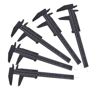 tambee 6inch 150mm mini caliper double scale plastic vernier caliper for jewelry sliding gauge ruler measuring tool 5pcs(black)