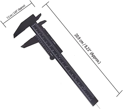 TamBee 6Inch 150mm Mini Caliper Double Scale Plastic Vernier Caliper for Jewelry Sliding Gauge Ruler Measuring Tool 5PCS(Black)