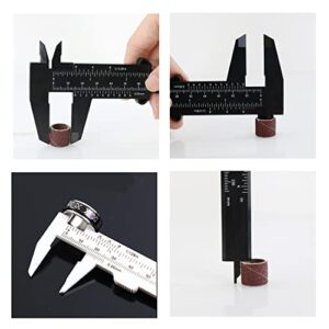 TamBee 6Inch 150mm Mini Caliper Double Scale Plastic Vernier Caliper for Jewelry Sliding Gauge Ruler Measuring Tool 5PCS(Black)