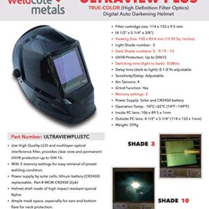 Weldcote Metals Ultraview Plus True Color Digital Auto Darkening Welding Helmet Shade 9-13, Black