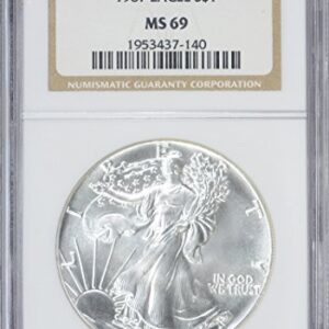 1987 $1 American Silver Eagle MS69 NGC