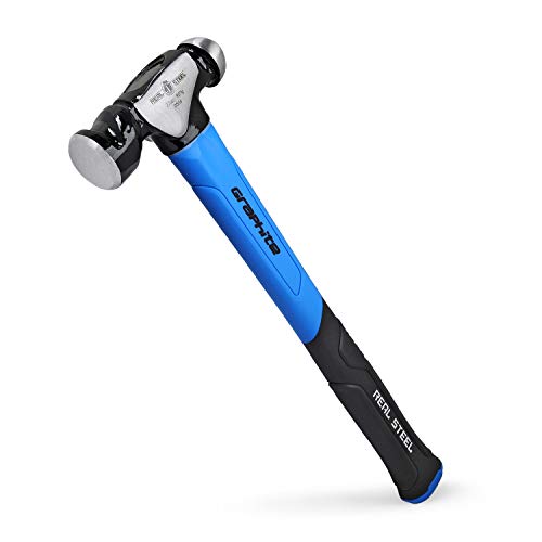 REAL STEEL 32 Oz Ball Peen Hammer with Non-Slip Cushion Grip Jacketed Graphite Forged 2 LB Ball Pein Hammer 0506