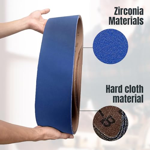 POWERTEC 6 x 48 Inch Zirconia Sanding Belts, 60 Grit Belt Sander Sanding Belt for Bench Sander, Belt and Disc sander, Woodworking, Metal Grinding, 3PK (464806Z-3)