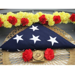 Anley Memorial Flag American US Flag 5x9.5 Foot Heavy Duty Cotton For Veteran - Embroidered Stars and Sewn Stripes - 4 Rows of Lock Stitching - USA Burial Casket Flags with Brass Grommets 5 X 9.5 Ft