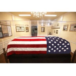 Anley Memorial Flag American US Flag 5x9.5 Foot Heavy Duty Cotton For Veteran - Embroidered Stars and Sewn Stripes - 4 Rows of Lock Stitching - USA Burial Casket Flags with Brass Grommets 5 X 9.5 Ft