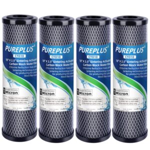 1 micron 2.5" x 10" whole house cto carbon water filter cartridge replacement for countertop system, dupont wfpfc8002, wfpfc9001, fxwtc, scwh-5, whef-whwc, whcf-whwc, amzn-scwh-5, 4pack