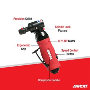 AIRCAT Pneumatic Tools 6280 .75 HP Angle Die Grinder with Spindle Lock 18,000 RPM