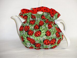 2 cup pretty lady bugs & daisies reversible tea pot cozy