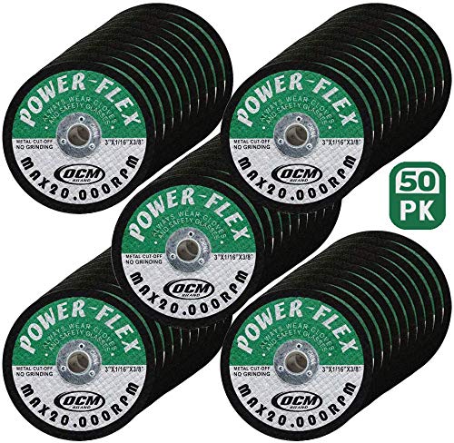 50 Pack - Cut Off Wheels 3 Inch x 1/16 Inch x 3/8 Inch - For Cutting All Steel and Ferrous Metals.