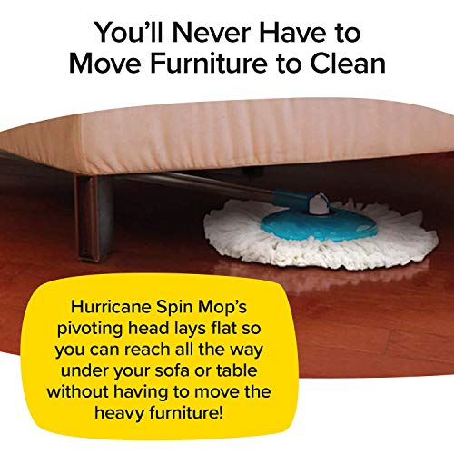 Hurricane Spin Mop As Seen On TV Mop & Bucket Cleaning System by BulbHead, Spin Away Germy, Dirty Water - Super-Absorbent Microfiber Mop Head Holds 10X Weight, Reaches Anywhere - Pole Lays Flat