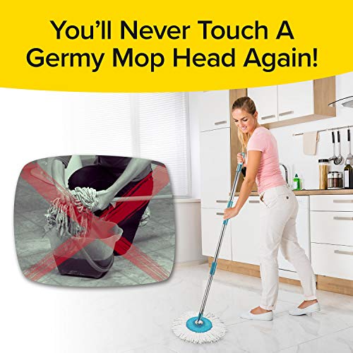 Hurricane Spin Mop As Seen On TV Mop & Bucket Cleaning System by BulbHead, Spin Away Germy, Dirty Water - Super-Absorbent Microfiber Mop Head Holds 10X Weight, Reaches Anywhere - Pole Lays Flat