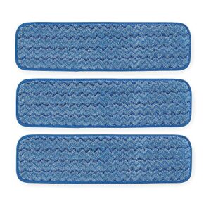 rubbermaid commercial fgq41000bl00 q410 hygen microfiber room mop pad, damp, single-sided, 18-inch, blue (pack of 3)