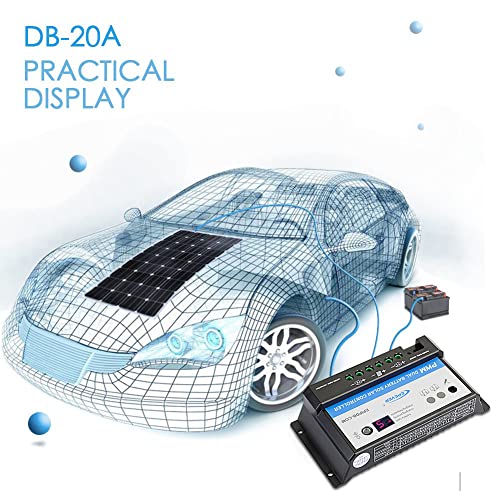 Dual Battery Solar Charge Controller 20A 12V 24V Duo-Battery Solar Controller for RVs Caravans and Boats