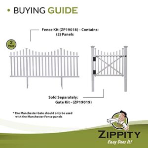 Zippity Outdoor Products ZP19018 (2 Panel) Vinyl Picket Kit, Manchester Fence, White