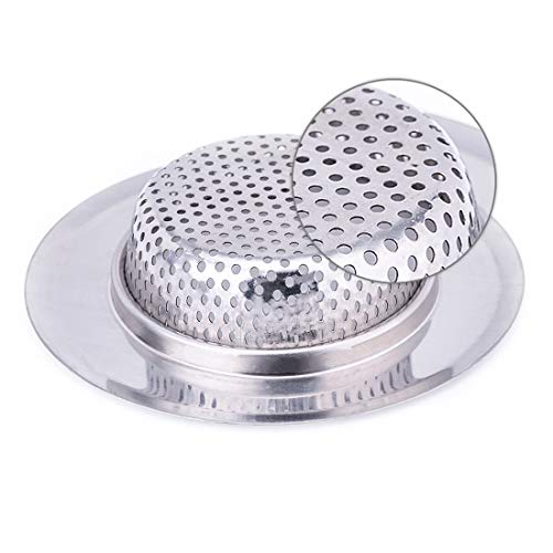 CORNERJOY 4.5 Inch Diameter Rim Heavy Duty Stainless Steel Kitchen Sink Basket Strainer, Large (Pack of 2)