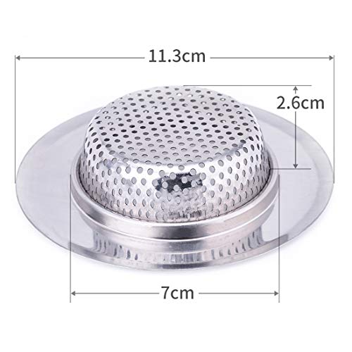 CORNERJOY 4.5 Inch Diameter Rim Heavy Duty Stainless Steel Kitchen Sink Basket Strainer, Large (Pack of 2)