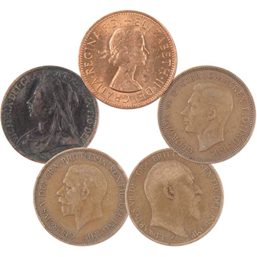 British Large Penny 5-Coin Collectible Set AG About Good or Better