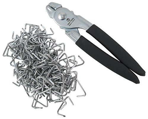 Hog Ring Pliers & 150 Galvanized Hog Rings, Professional Upholstery Installation Kit