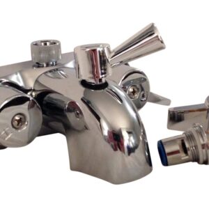 My PlumbingStuff RX2300J JUMBO Clawfoot Tub Add-a-Shower - 60” D-Style Rod with Shower Rings - JUMBO Chrome-Bell Showerhead - B3100 Ball-Valve Technology - 12 Shower-Curtain Rings