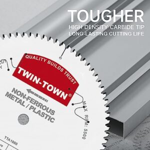 TWIN-TOWN 10-Inch 80 Tooth TCG Aluminum and Non-Ferrous Metal Saw Blade with 5/8-Inch Arbor