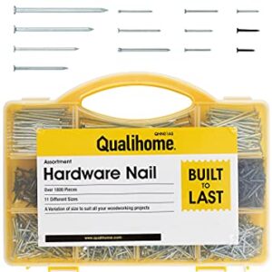 Top Quality Nail Assortment Kit – Over a 1800 Multipurpose Hardware Nails - 11 Different Sizes – Non Bendable & Sturdy - Compact Organized Box