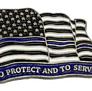 Brotherhood Flowing American Thin Blue Line Flag 3 Inch Challenge Coin