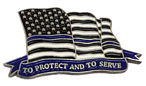 Brotherhood Flowing American Thin Blue Line Flag 3 Inch Challenge Coin