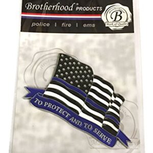 Brotherhood Flowing American Thin Blue Line Flag 3 Inch Challenge Coin