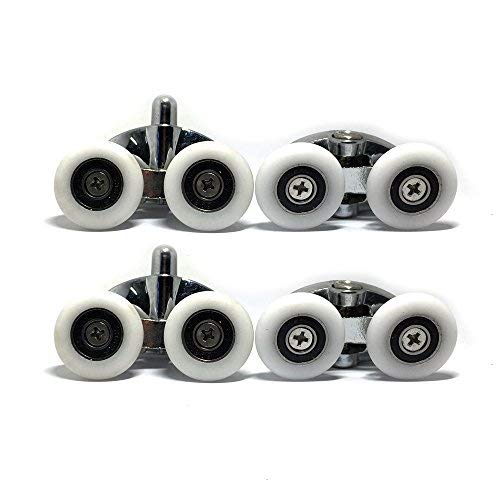 Smooth Set of 4 New Oval Metal Alloy Double Wheel Shower Door Rollers 23mm