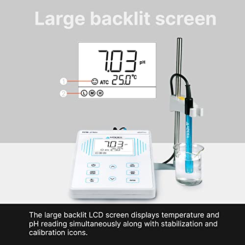 Apera Instruments, LLC-AI501 PH700 Benchtop Lab pH Meter, 0.01 pH Accuracy, 1-3 Points Auto Calibration, 3-in-1 pH/Temp. Electrode