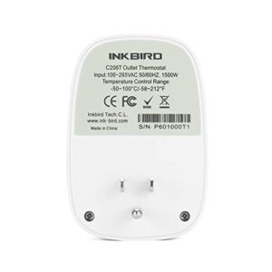 Inkbird C206T 1500W Heat Mat Temperature Controller Day and Night Thermostat 6.56 Feet NTC Sensor F and C Degree -58 to 212F