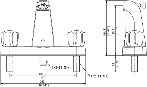 Likimen RV and Mobile Home Bath Tub & Shower Faucet With 8 in. Valves - Chrome