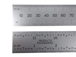 pec tools 262-006 6" inch/mm usa rigid steel rule, reads 32nds, 64ths, 1mm, 1/2mm.