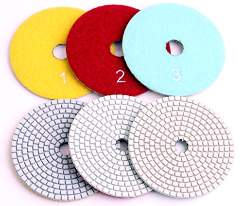 casaverde 4 Inch with 2.5mm Thickness Dry/Wet 3 Step Polishing Pads for Granite Marble Concrete Stone