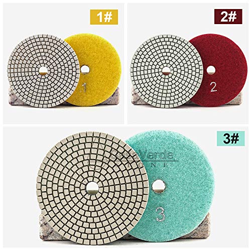 casaverde 4 Inch with 2.5mm Thickness Dry/Wet 3 Step Polishing Pads for Granite Marble Concrete Stone