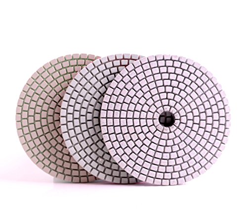 casaverde 4 Inch with 2.5mm Thickness Dry/Wet 3 Step Polishing Pads for Granite Marble Concrete Stone