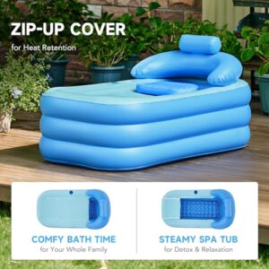 CO-Z Inflatable Adult Bath Tub, Free-Standing Blow Up Bathtub with Foldable Portable Feature for Adult Spa with Electric Air Pump (High-Density PVC)